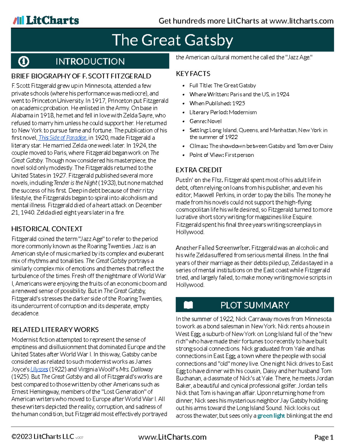 The Great Gatsby | Literary Analysis and Key Themes Exploration - Studocu