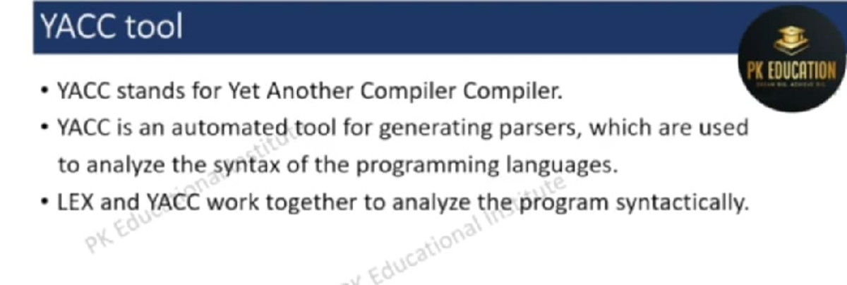 YACC Tool Overview and Usage Guide for Compiler Design - Studocu