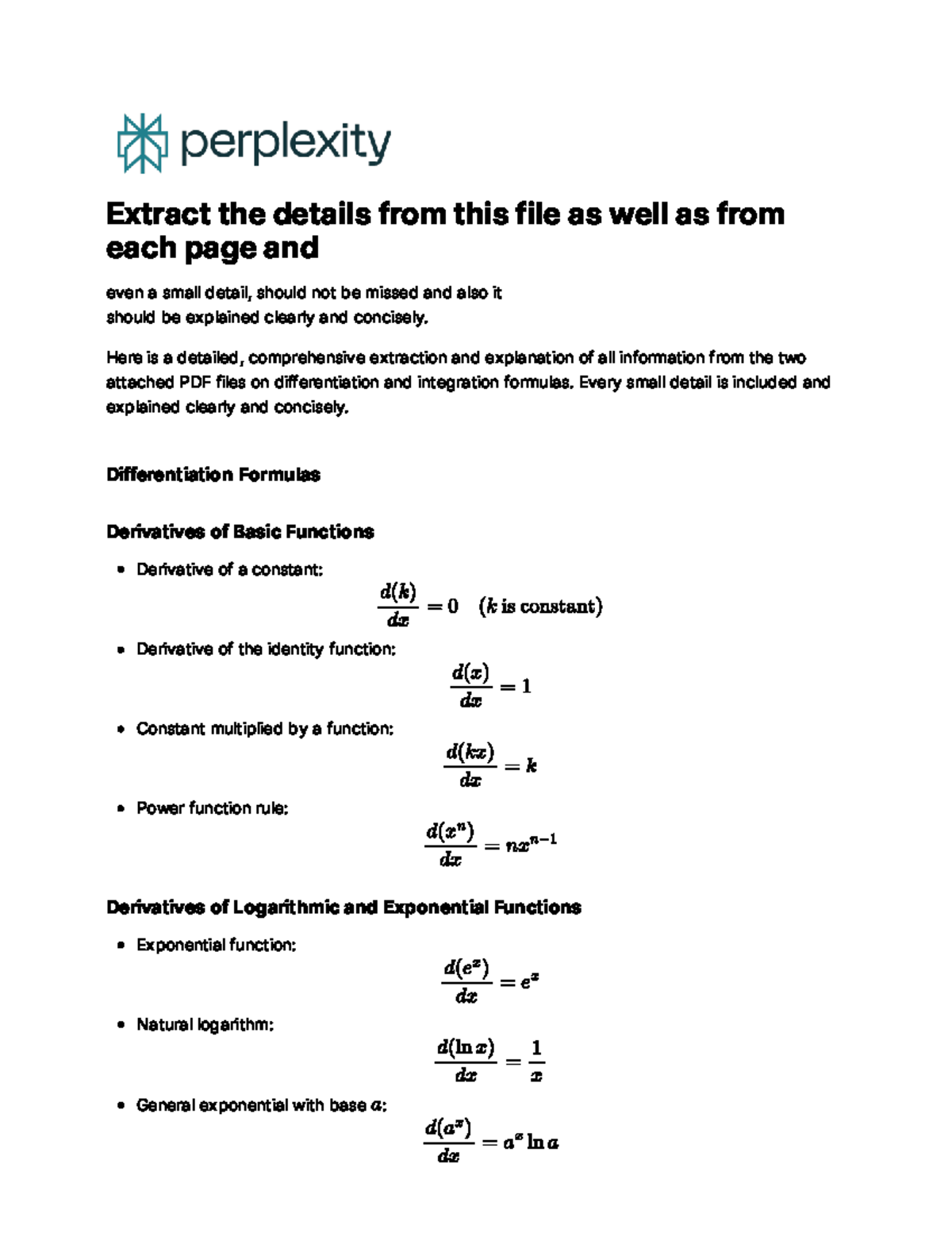 Differentiation & Integration Formulas: Comprehensive Guide for Calculus - Studocu