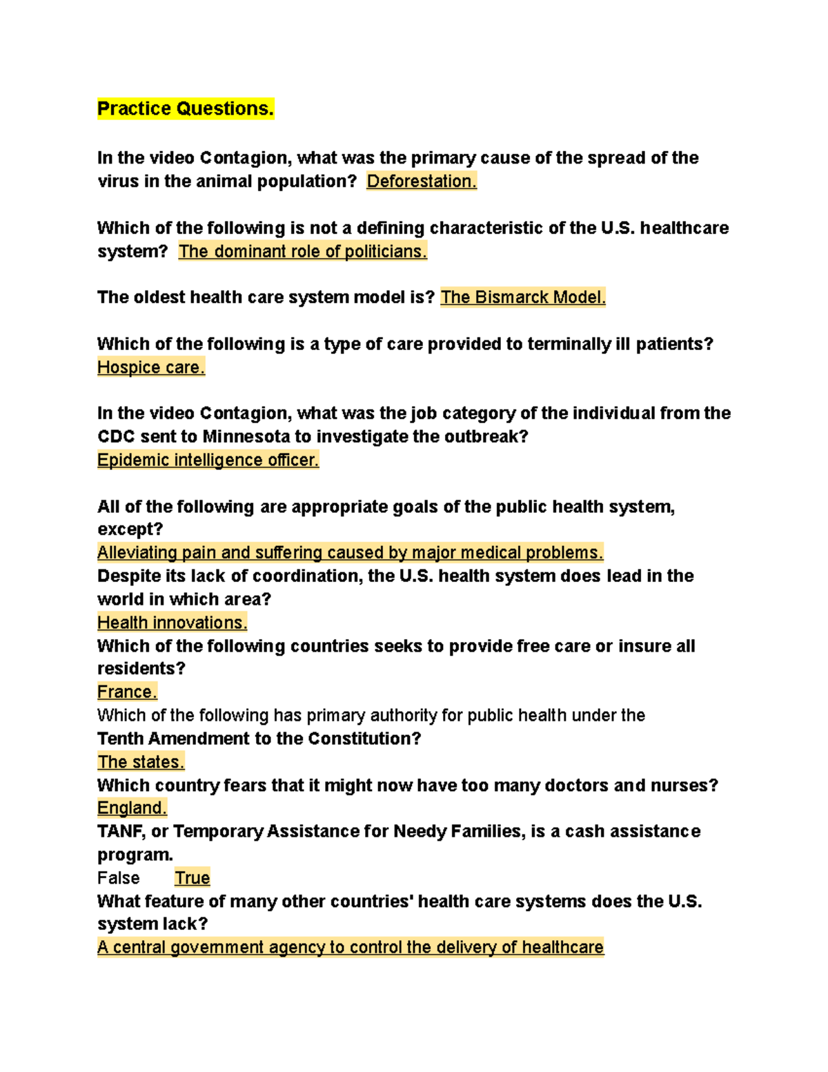 Policy comp's 2020 - Dr. Tawk & Mathis'. - Practice Questions. In the ...