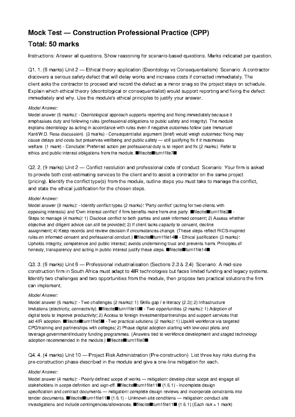 Construction Professionals Mock Test (CPP) - Ethical and Risk ...