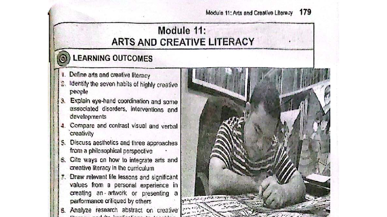 Module 11: Arts and Creative Literacy - Learning Outcomes and Activities - Studocu