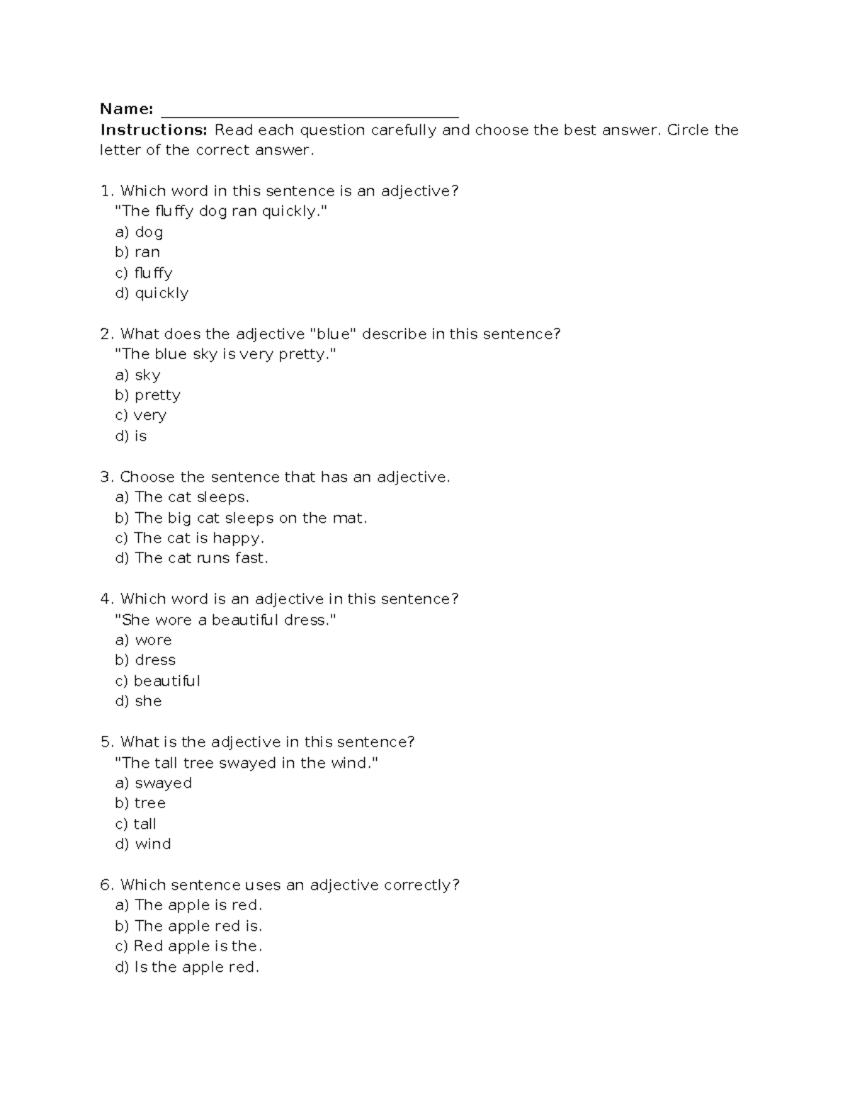 Grade Level 2 - Quiz - Quiz - Name ...