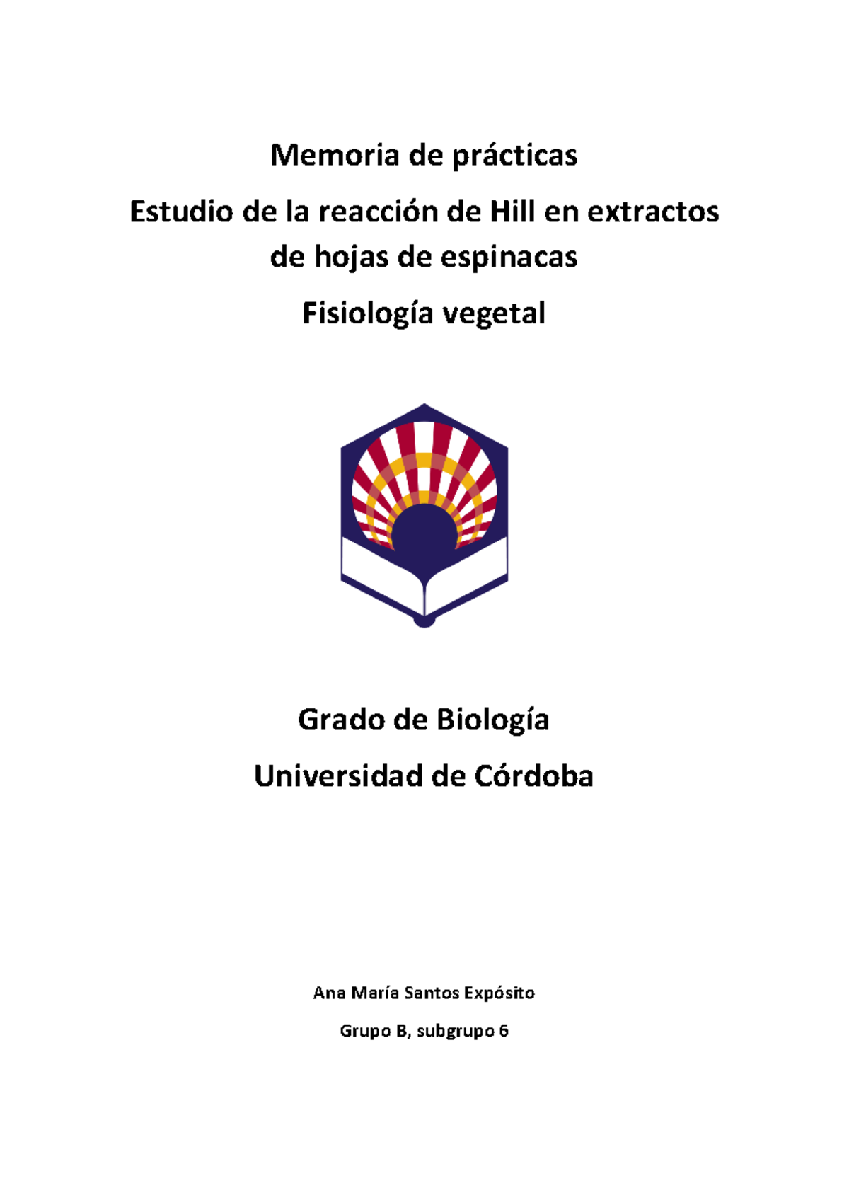 Reacción de Hill en Cloroplastos: Práctica de Fisiología Vegetal (Grado ...