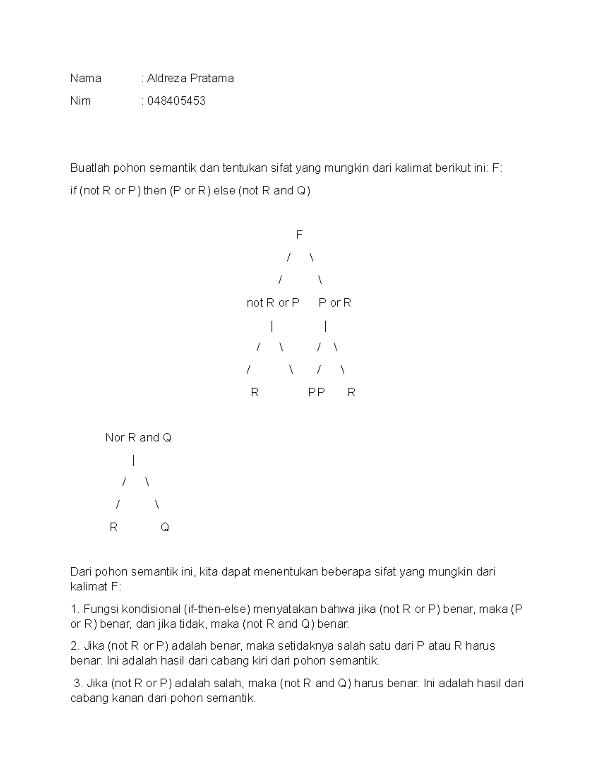 Diskusi 3: Analisis Pohon Semantik Logika Informatika - Studocu