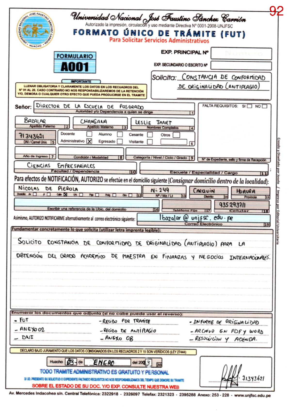 Informe de Originalidad - Tesis Leslie Janet Bazalar (UNJFSC) - Studocu