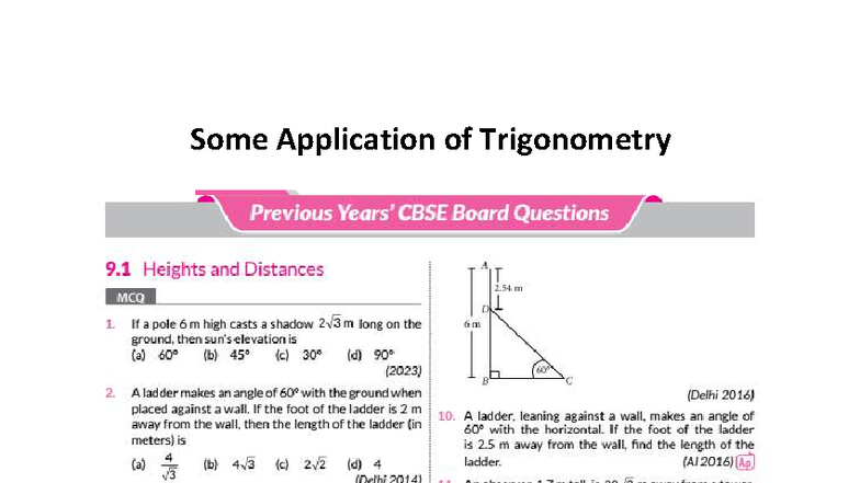 CBSE Class 10 Trigonometry Applications: Heights and Distances - Studocu