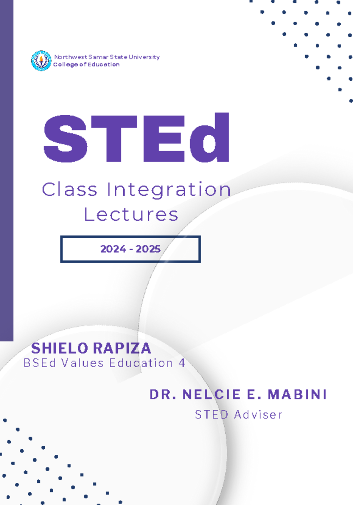 STEd Class Integration Notes - Bachelor of Science in Elementary ...