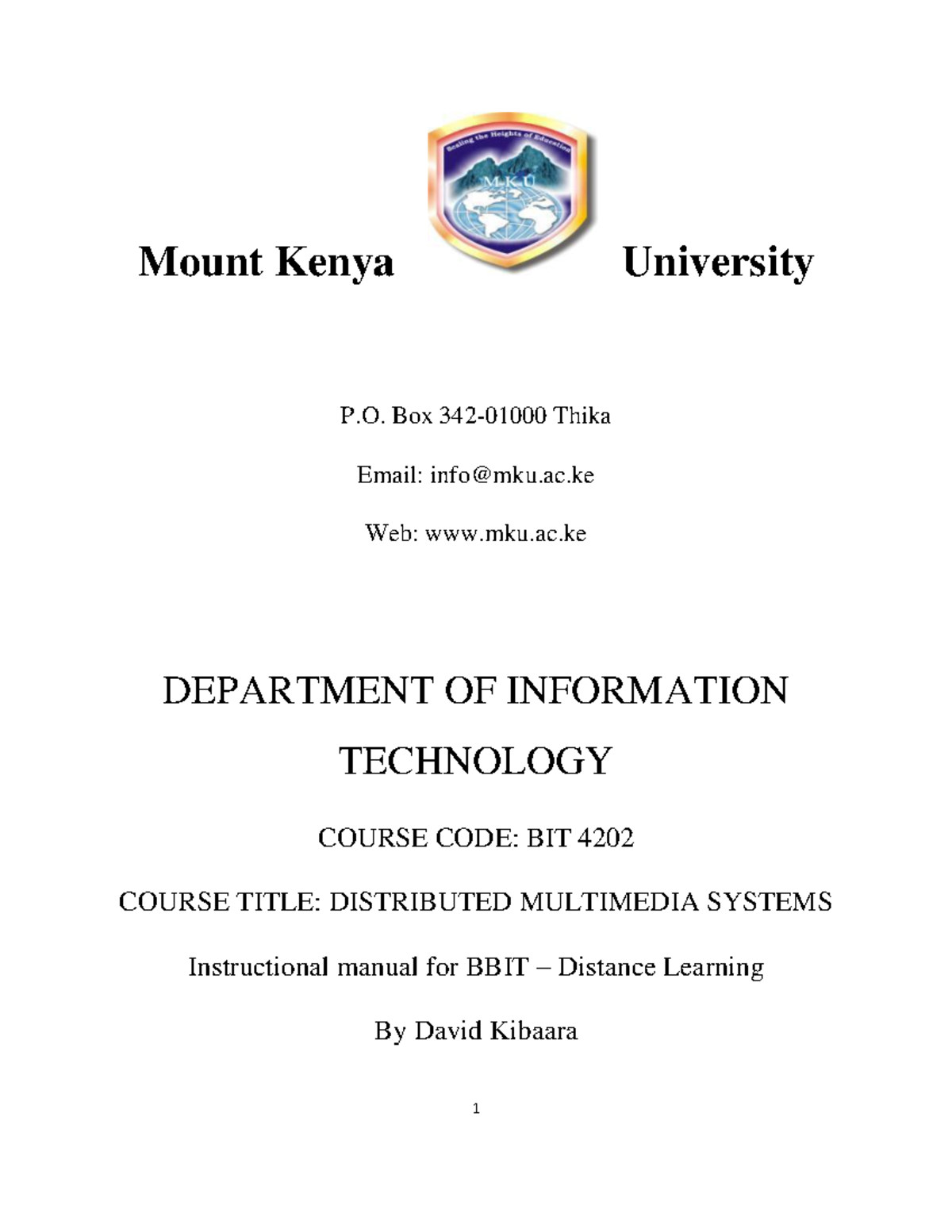 BIT 4202 Distributed Multimedia Systems - Module 1 Overview - Studocu