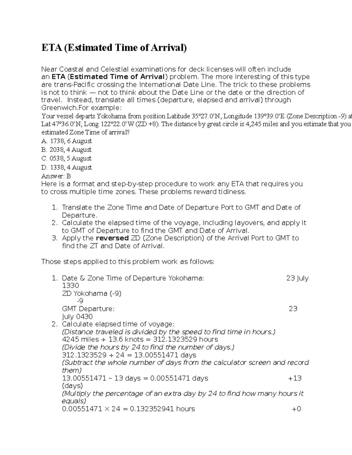 ETA - Calculating Estimated Time of Arrival for Maritime Navigation ...