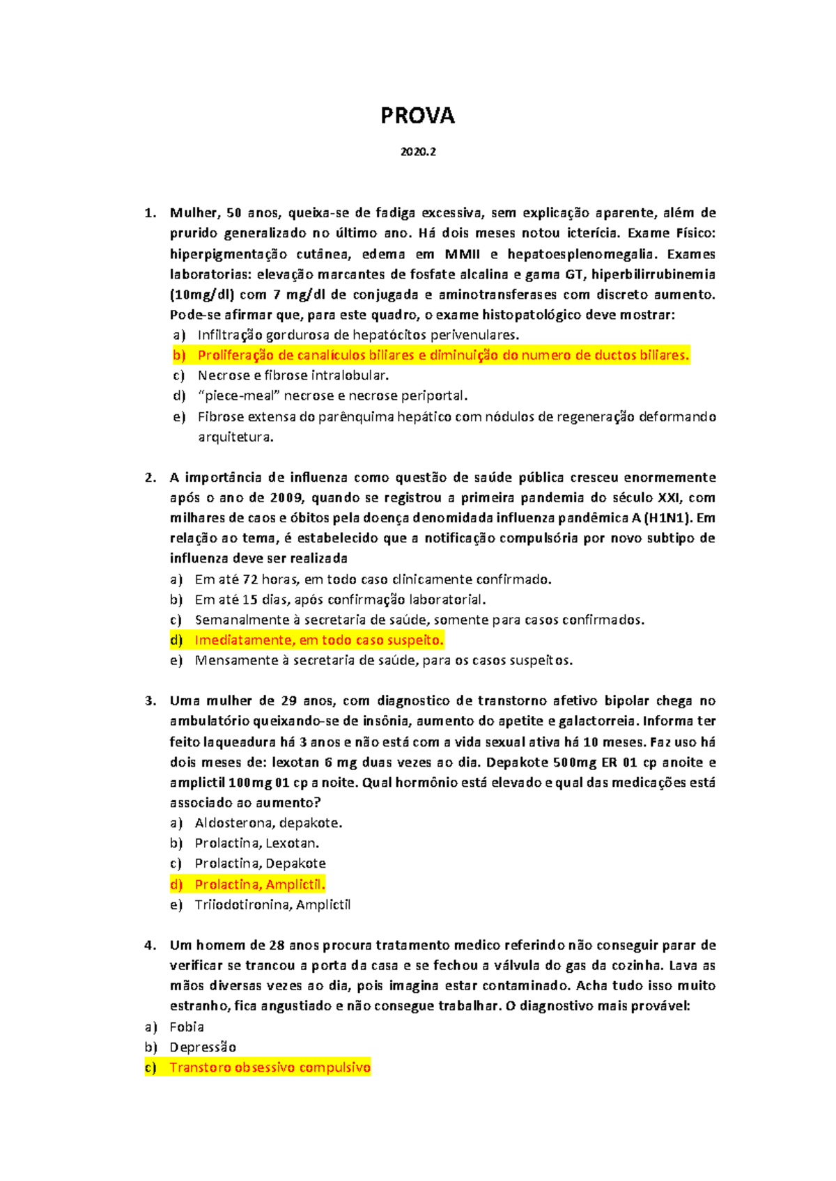 Exame Final de Medicina - Prova Módulo 2020 e Questões de Saúde - Studocu