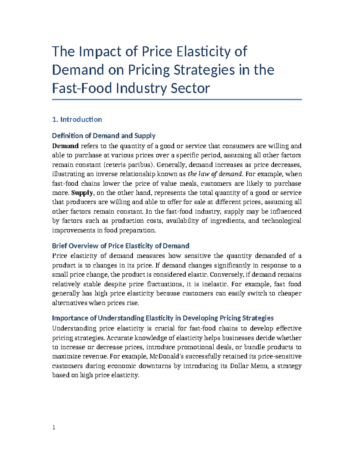 Fast Food Pricing Strategy Case Study: Analyzing Demand Elasticity ...