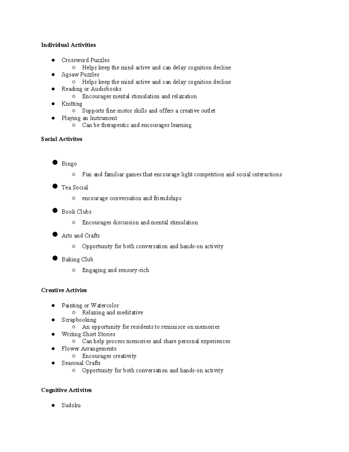 Long-term Care Activities Toolkit: Engaging Individual & Group ...