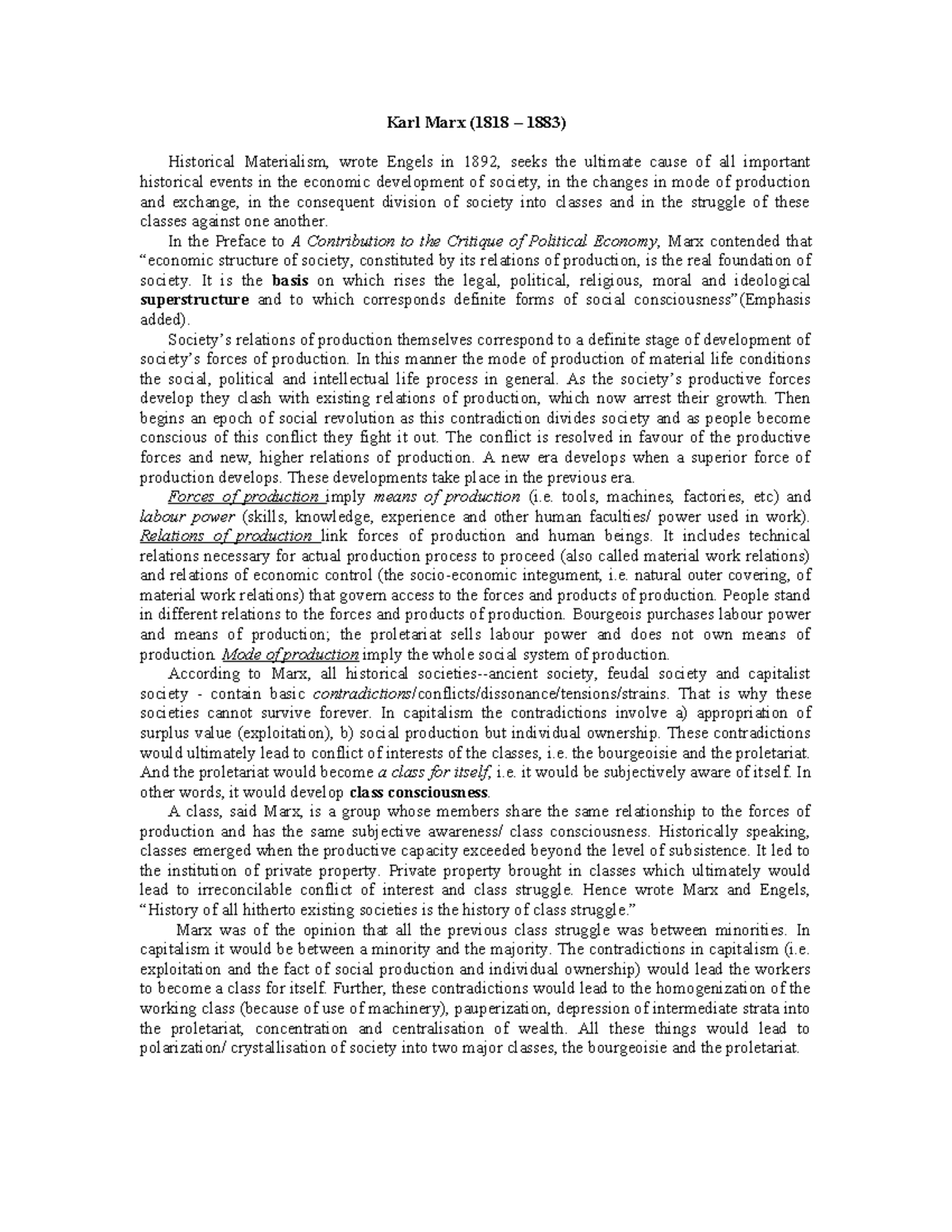 Marxism: Historical Materialism and Class Struggle - A Comprehensive ...