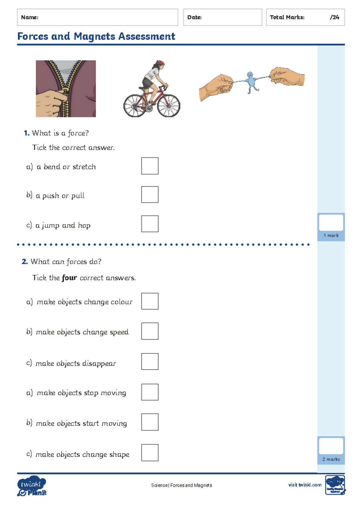 Forces and Magnets Assessment - Science 101 - Studocu
