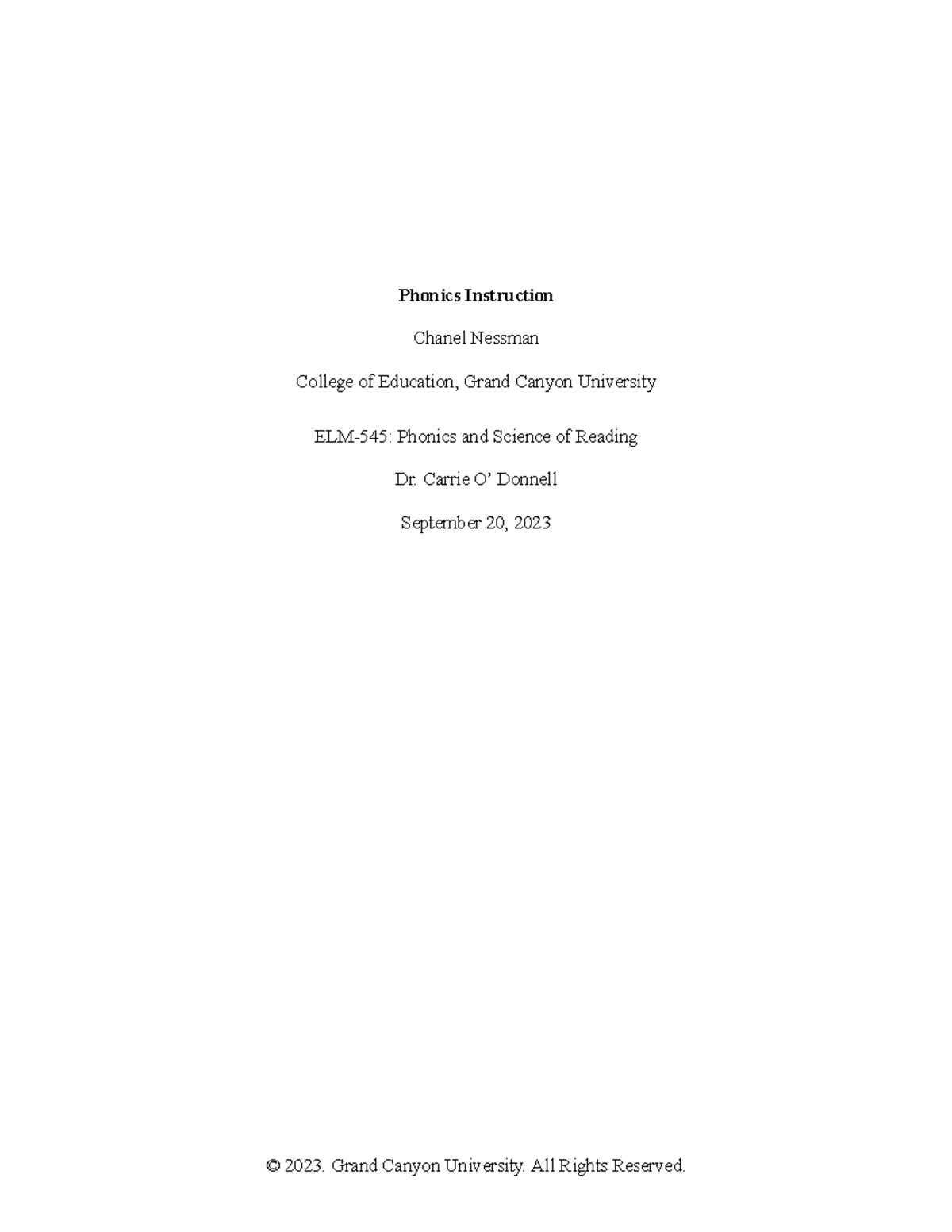 ELM 545: Comprehensive Phonics Instruction Lesson Plan T3 - Studocu