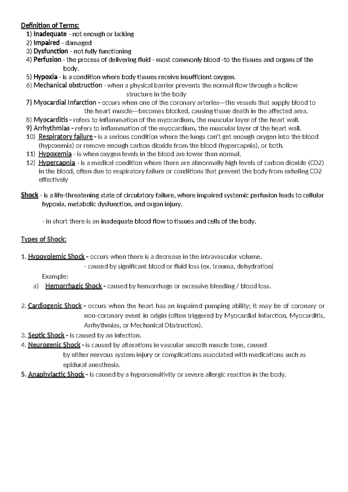 Shock: Initial Management of Hemorrhagic Shock (3) - Studocu