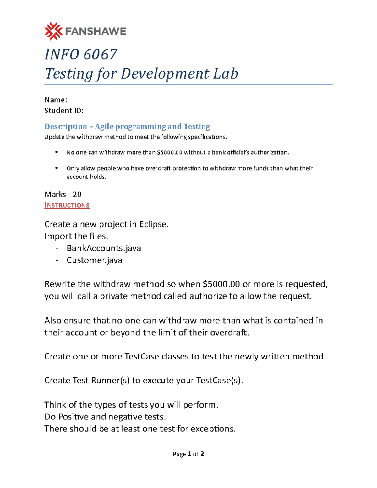 INFO 6067 Lab Week10 - Lab for end user testing - INFO 6067 Testing for ...