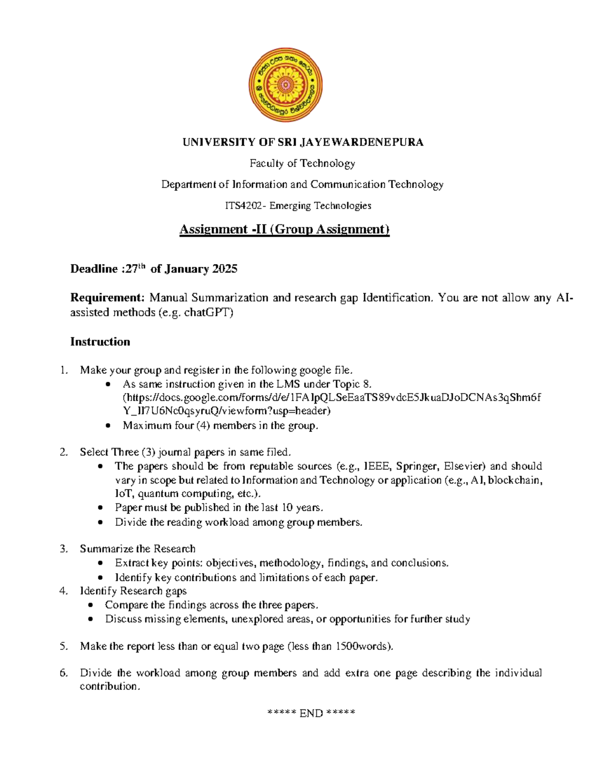 ITS4202 Emerging Technologies Group Assignment II Summary and Research ...