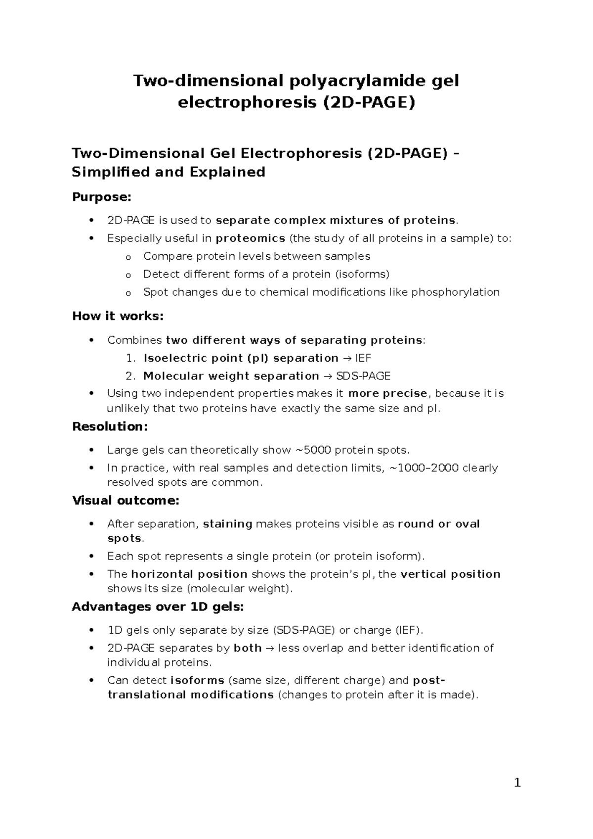 Two-Dimensional Polyacrylamide Gel Electrophoresis (2D-PAGE) Overview ...