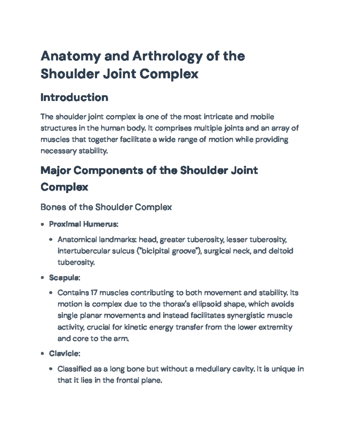 Anatomy and Arthrology of the Shoulder Joint Complex - Anatomy and ...