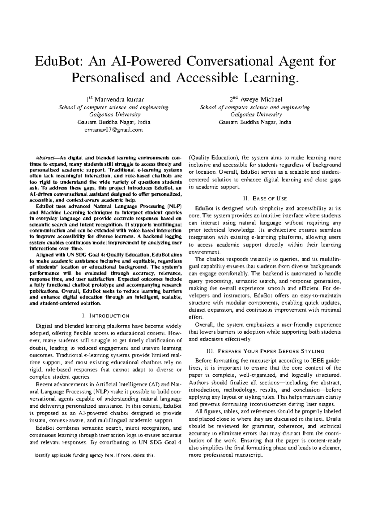 BT137 Research Paper: EduBot - A Conversational Agent for Personalized ...