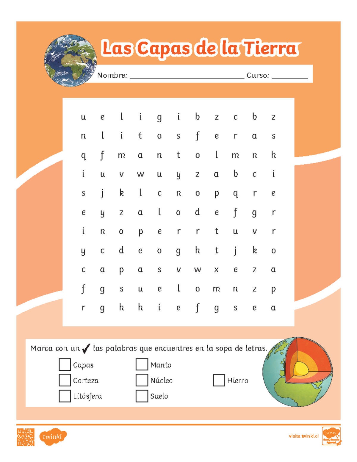 Sopa De Letras Del Planeta Tierra