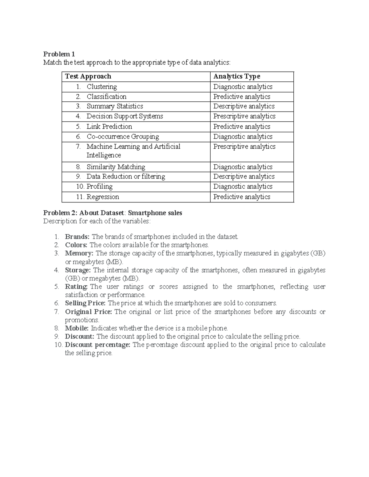 Data Analytics Approaches & Smartphone Sales Analysis (Group 9) - Studocu