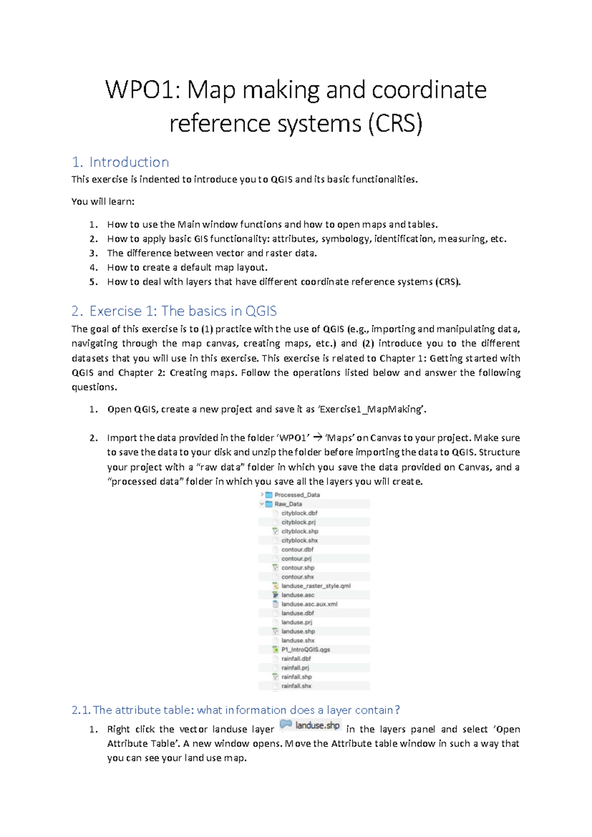 WPO1: GIS Practical Exercise on QGIS and CRS Fundamentals - Studocu