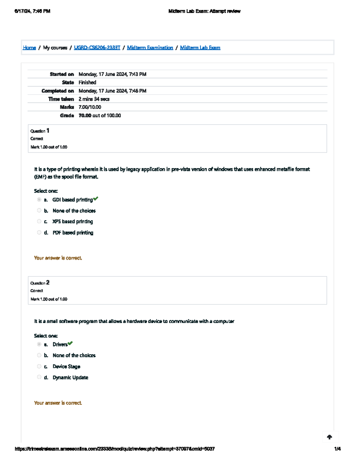 Principles of Operating Systems and Its Applications mid lab exam - 7: ...