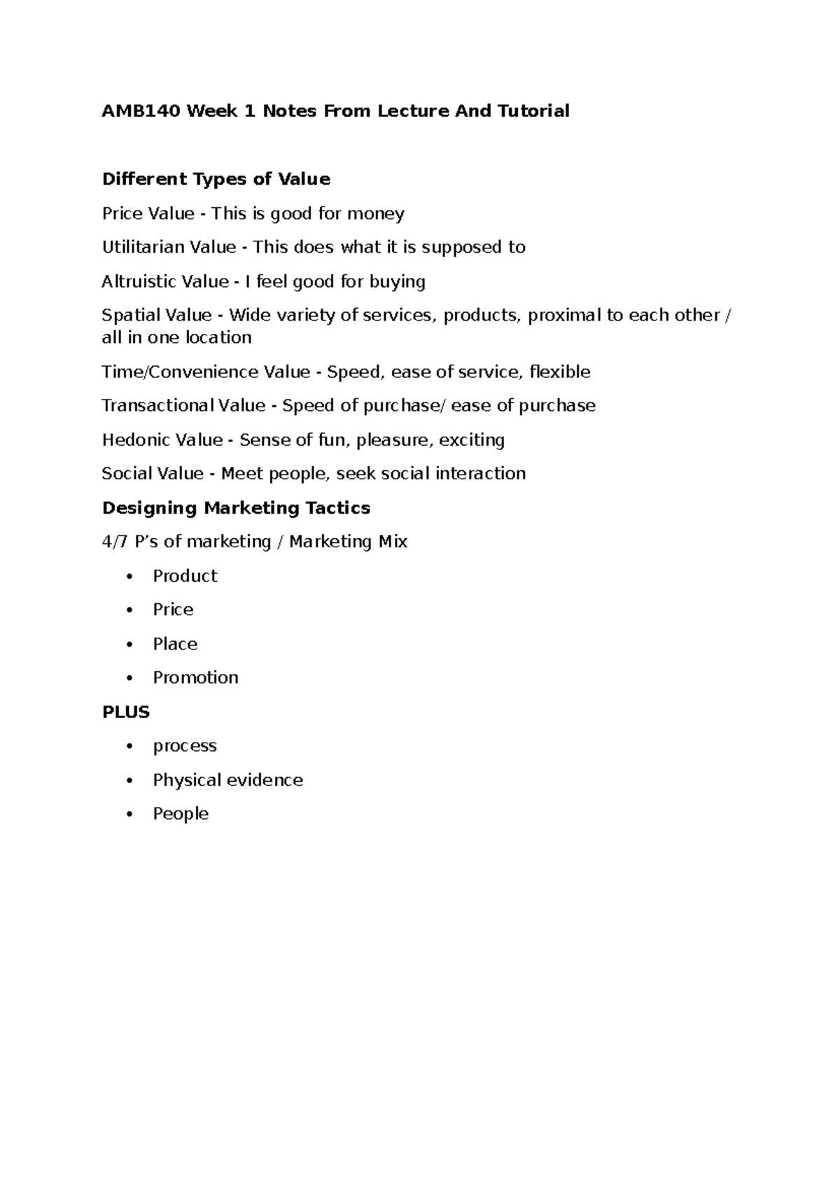AMB140 Week 1 Notes From Lecture And Tutorial - AMB140 Week 1 Notes ...