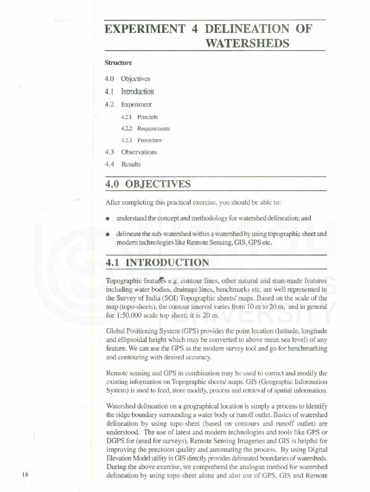 Experiment 4: Delineation of Watersheds Using GIS and Remote Sensing ...