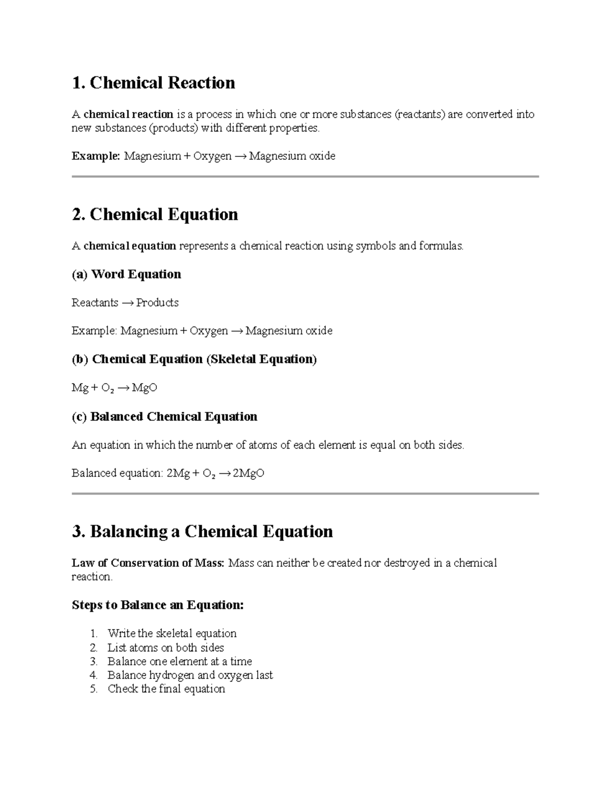 Class 10 Science Chapter 1: Chemical Reactions and Equations Notes ...