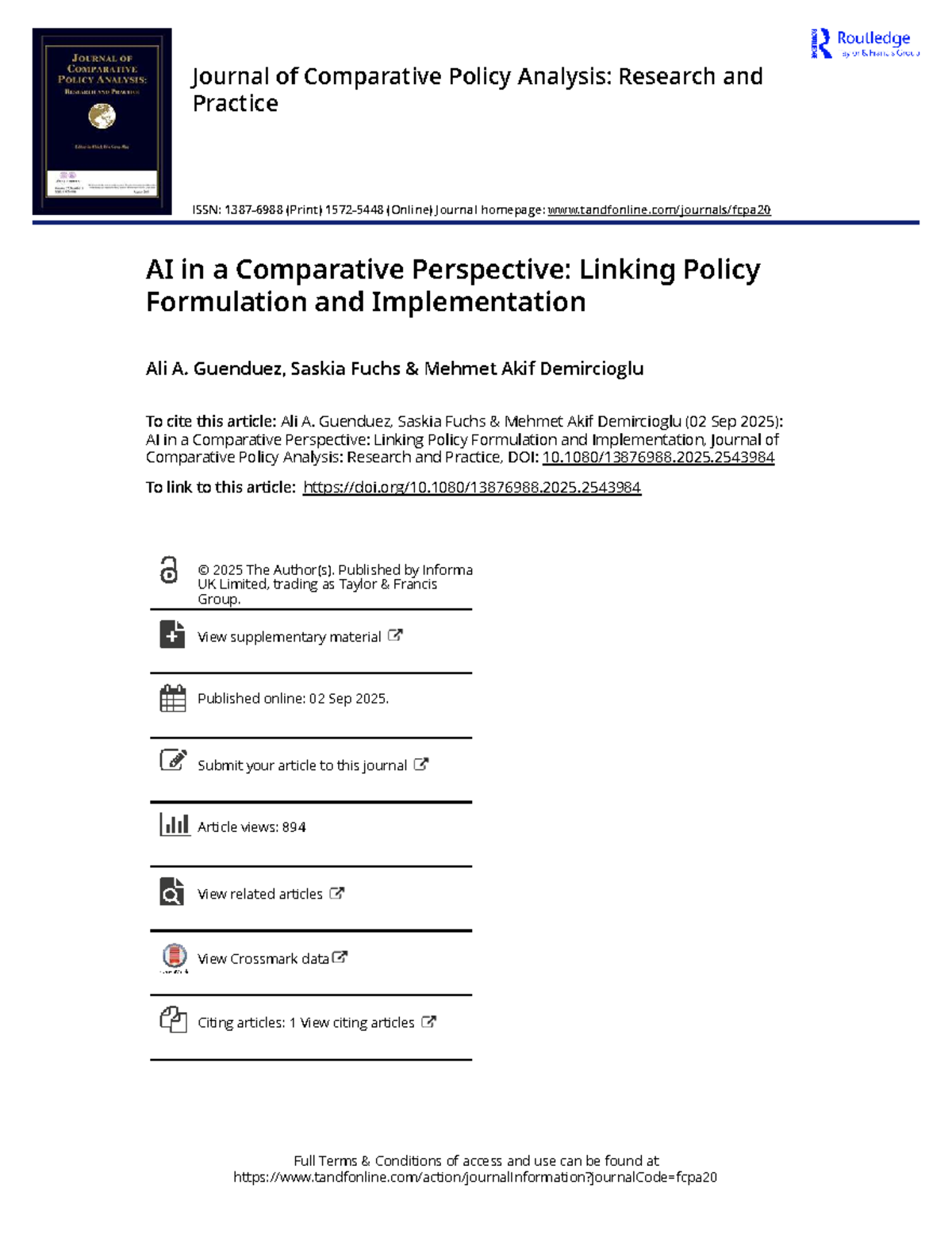 AI in a Comparative Perspective: Policy Formulation & Implementation ...
