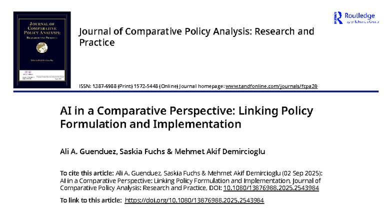 AI in a Comparative Perspective: Policy Formulation & Implementation ...