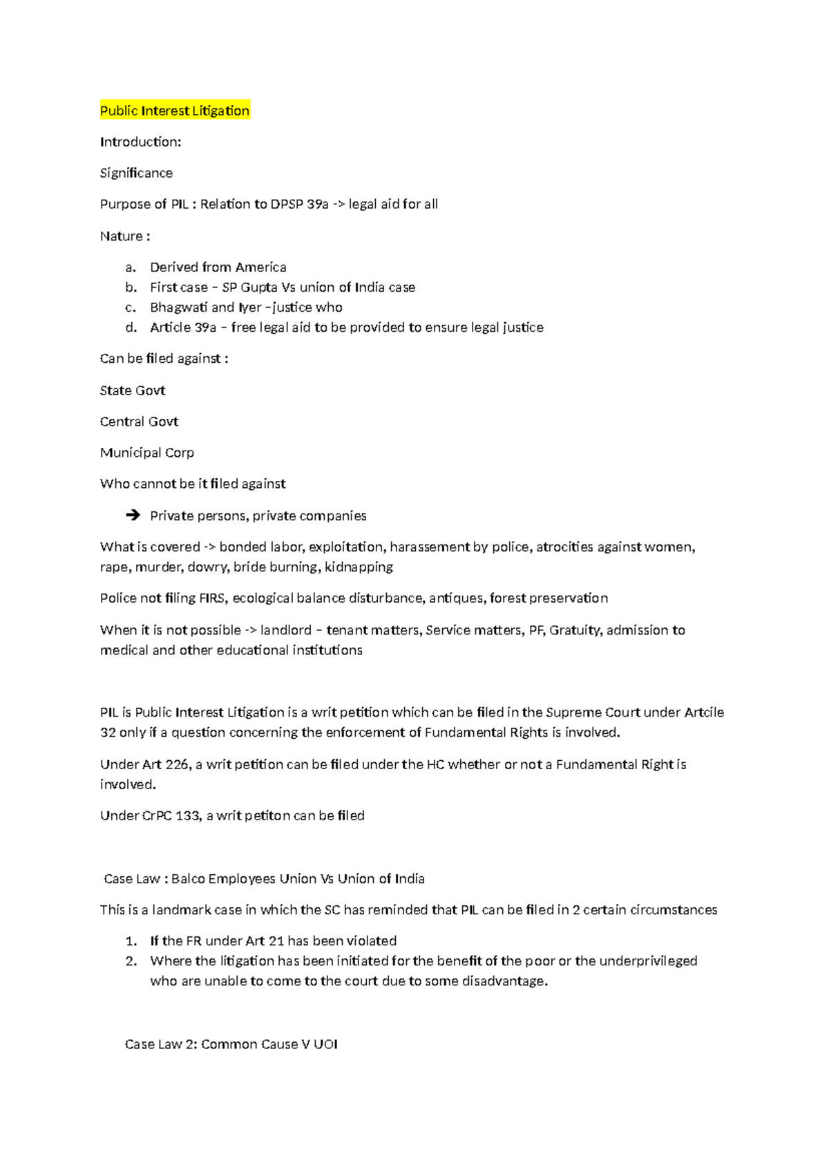 Public Interest Litigation (PIL) Overview: Key Cases & Significance ...