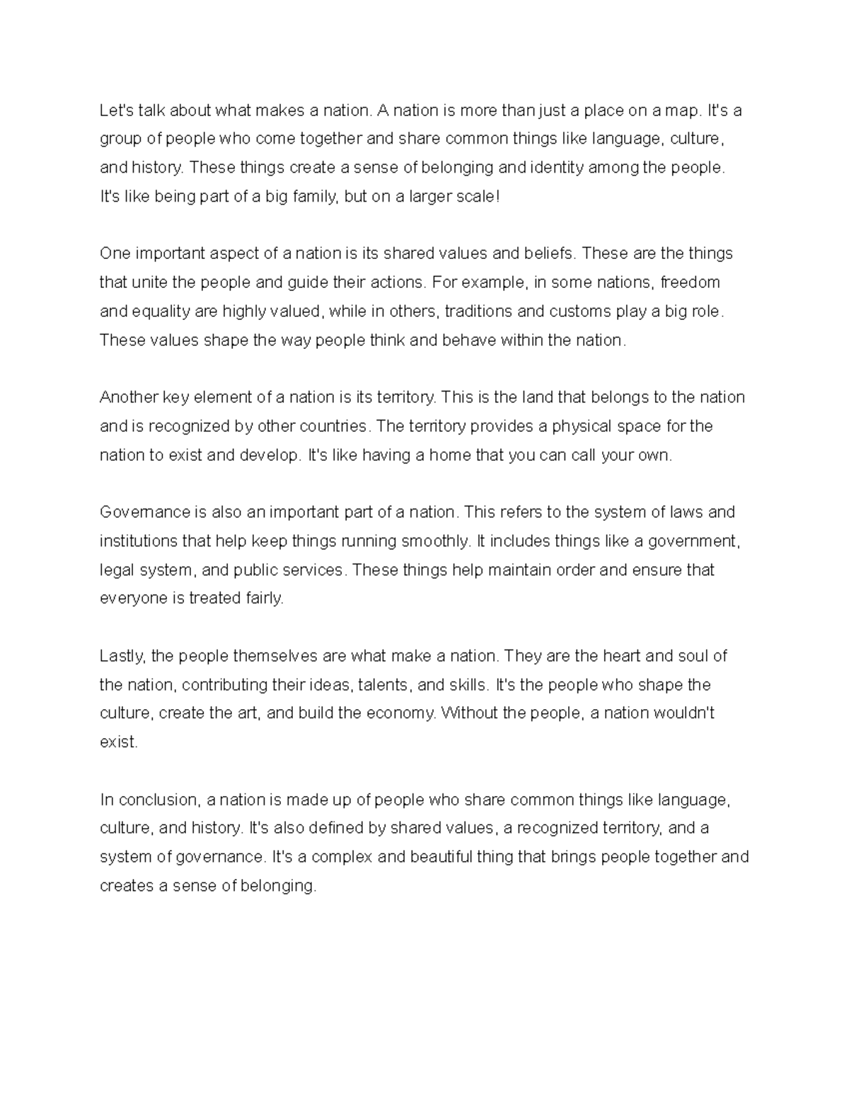Copy of What makes a nation - Let's talk about what makes a nation. A ...
