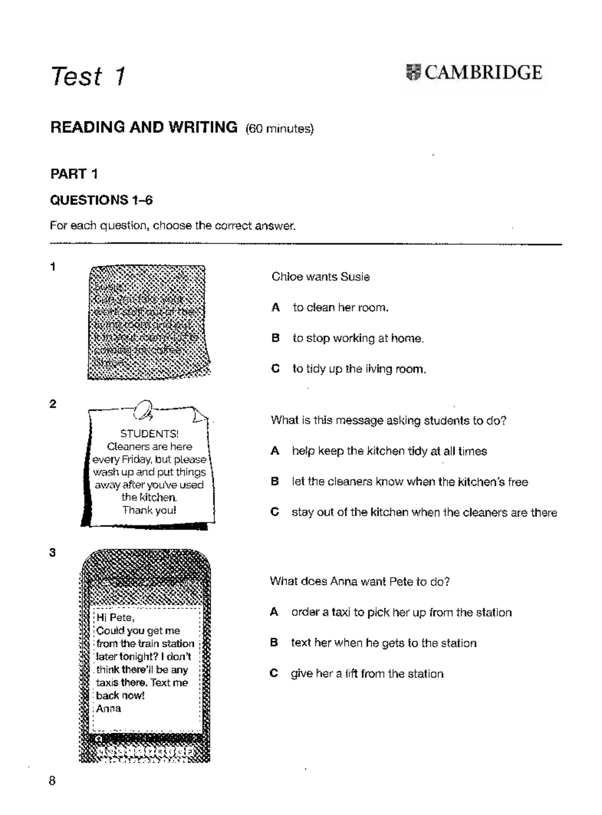 Cambridge Primary Checkpoint Test 1: Reading & Writing Practice - Studocu