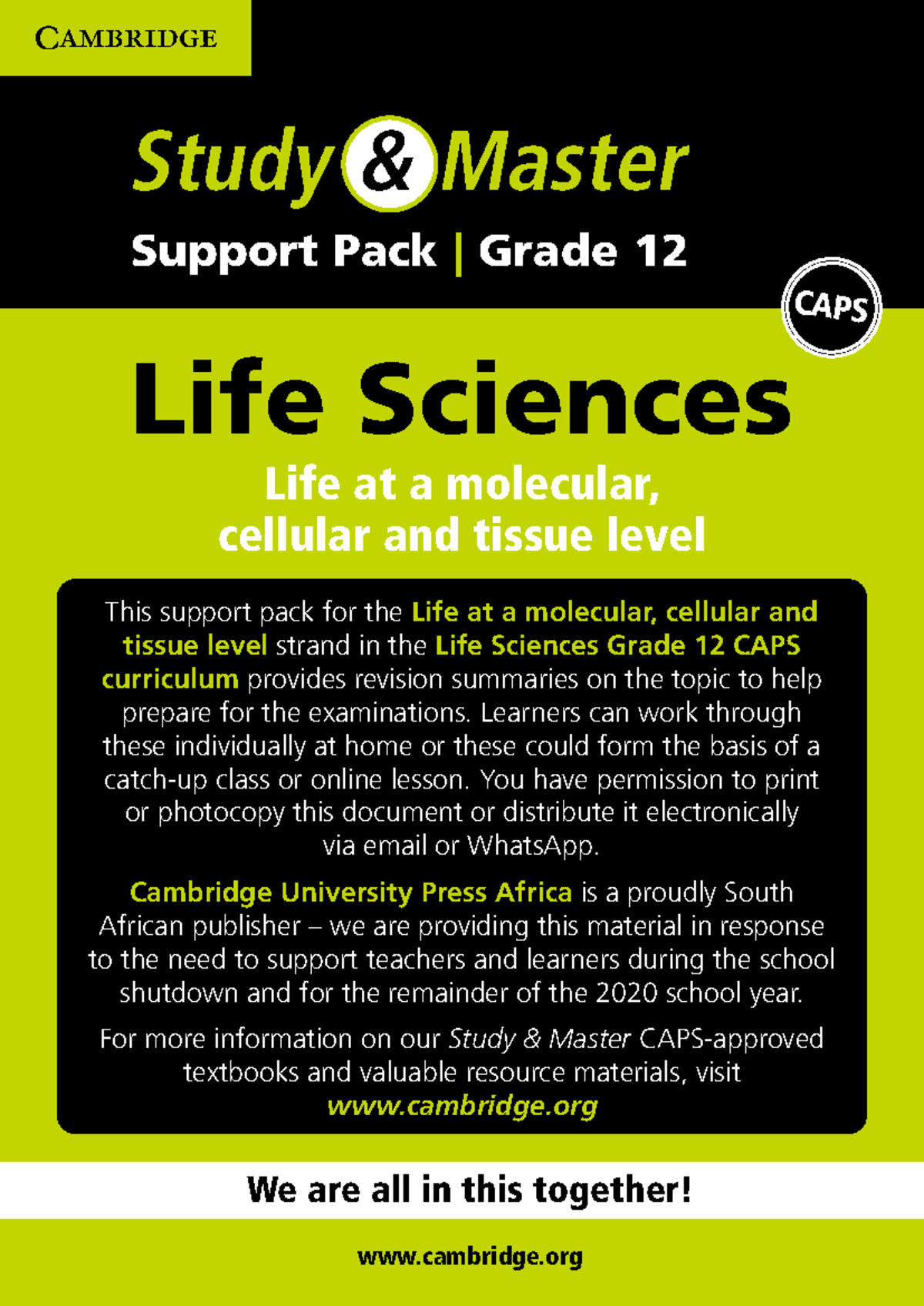 Grade 12 CAPS Life Sciences: Molecular & Cellular Biology Revision ...