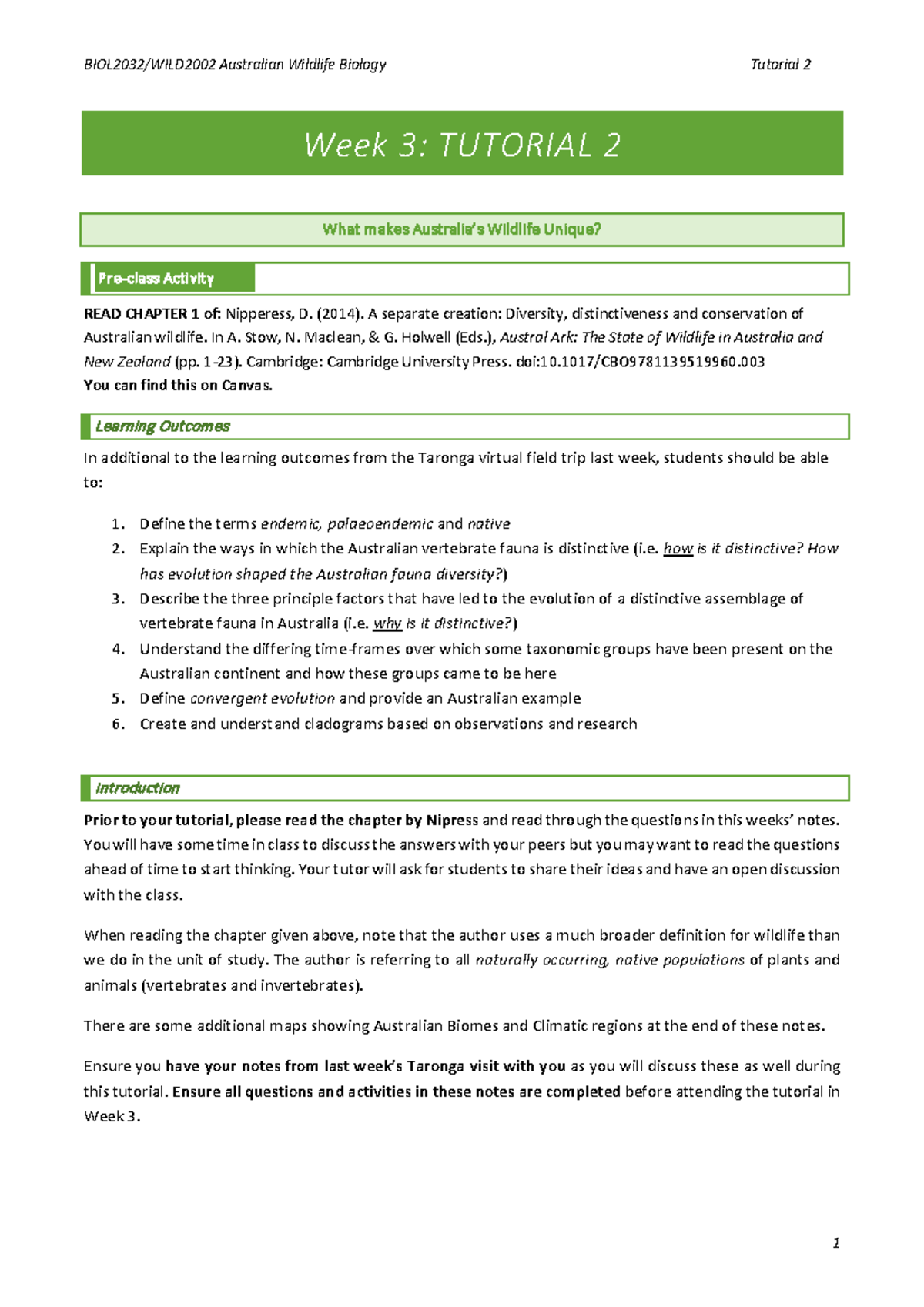 Australian Wildlife Biology Tutorial 2: Unique Fauna & Biogeography ...