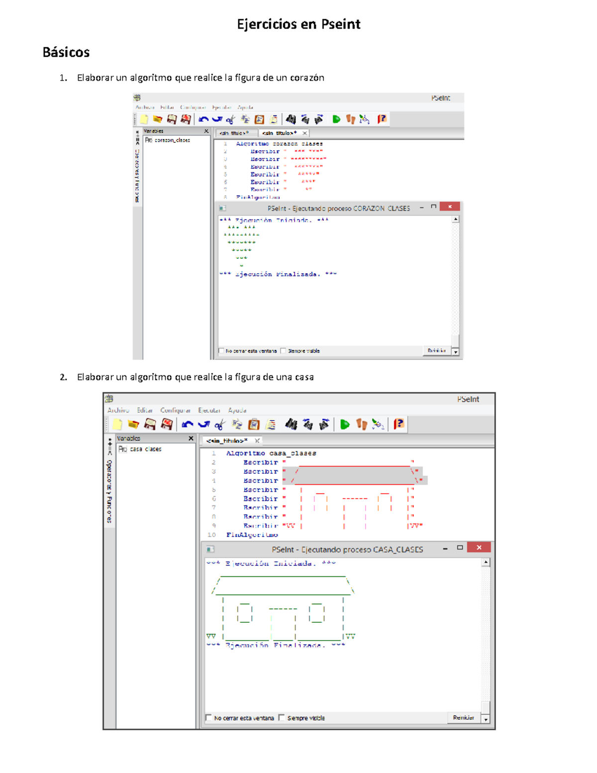 Ejercicios Básicos de Algoritmos en Pseint - Ejemplo 1-10 - Studocu