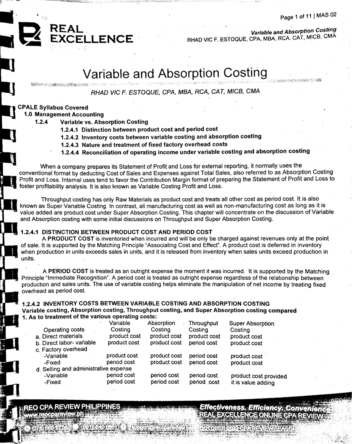 MAS 02 - Variable vs. Absorption Costing Analysis and Comparison - Studocu