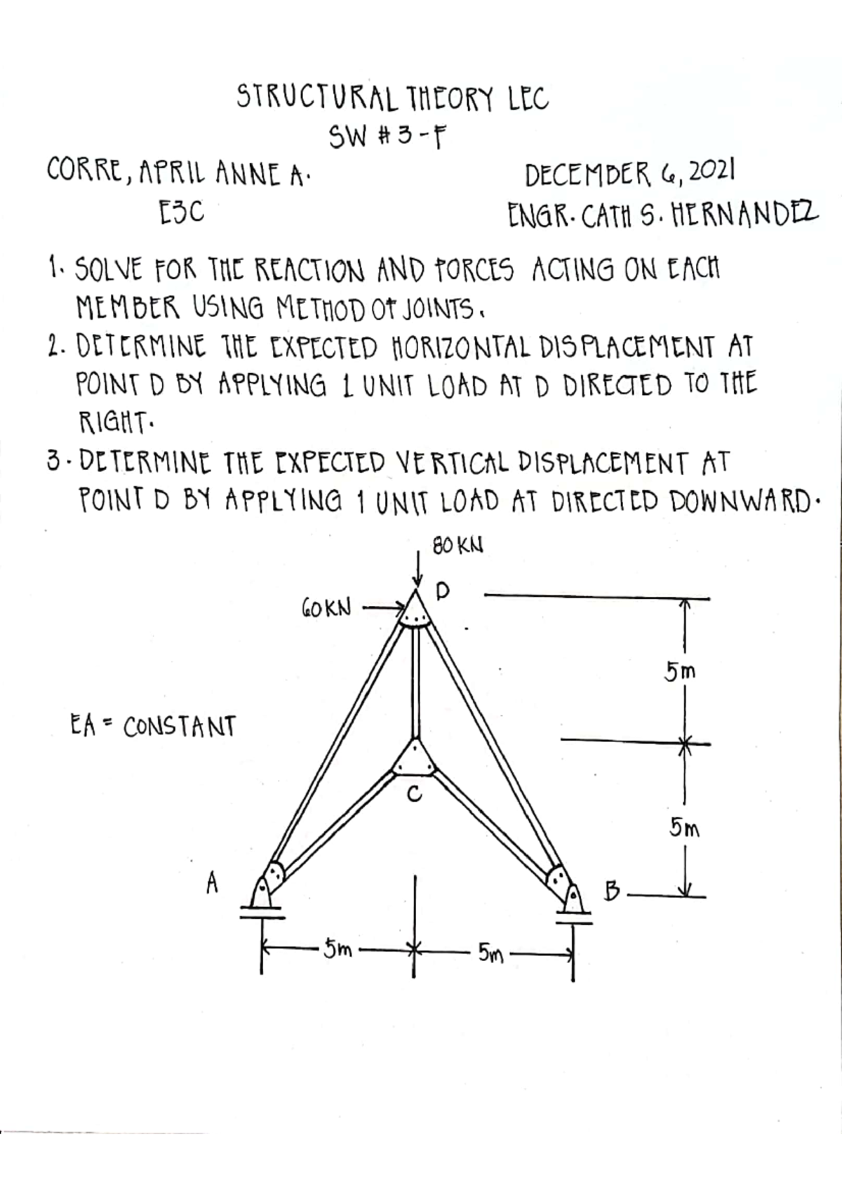 Structural Theory Lecture Notes SW 3 - Method of Joints Analysis - Studocu