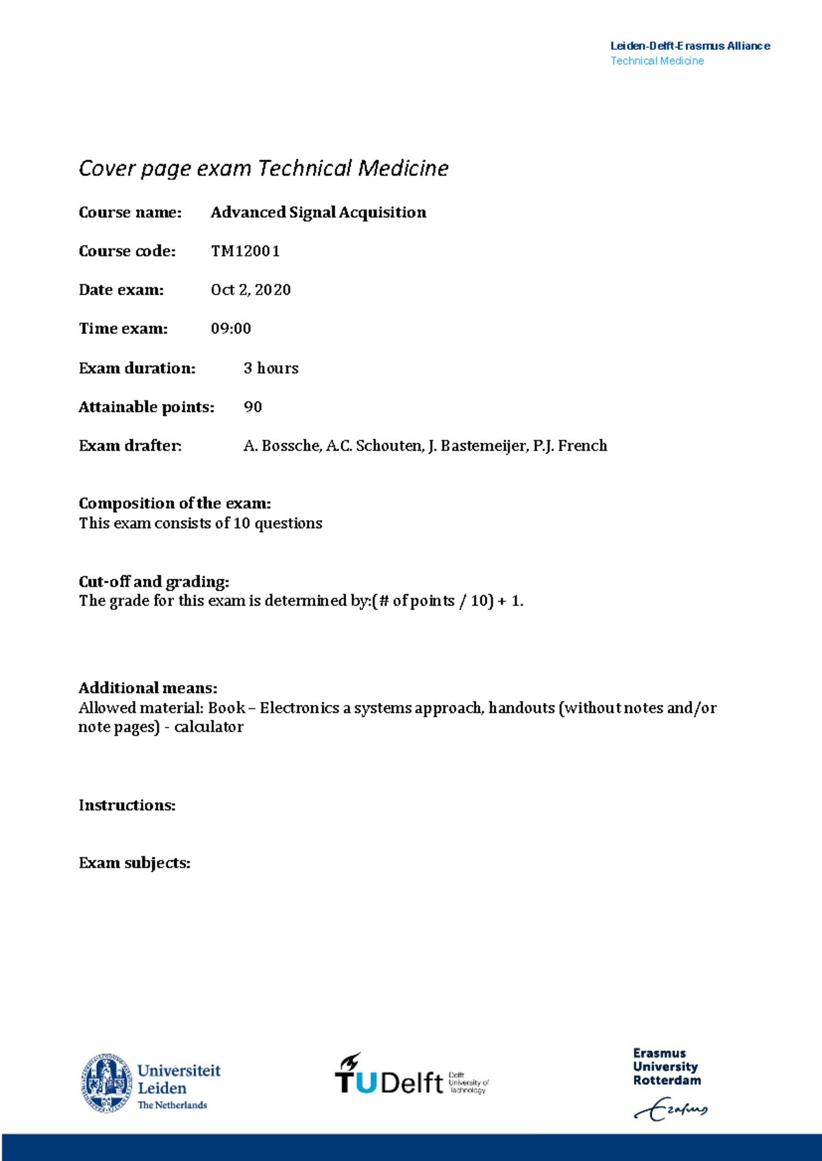 TM12001 Technical Medicine Final Exam 2020-21 with Solutions - Studeersnel