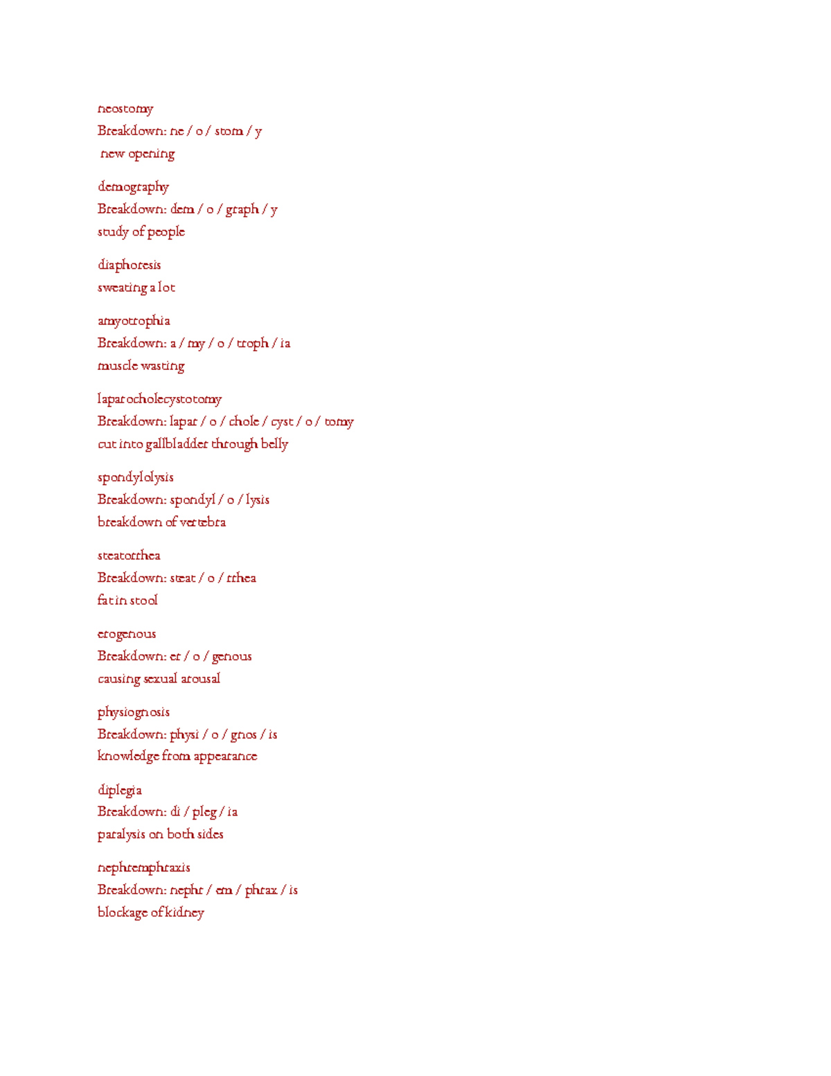 Lesson 5 & 6: Breakdown of Medical Terms and Concepts - Studocu