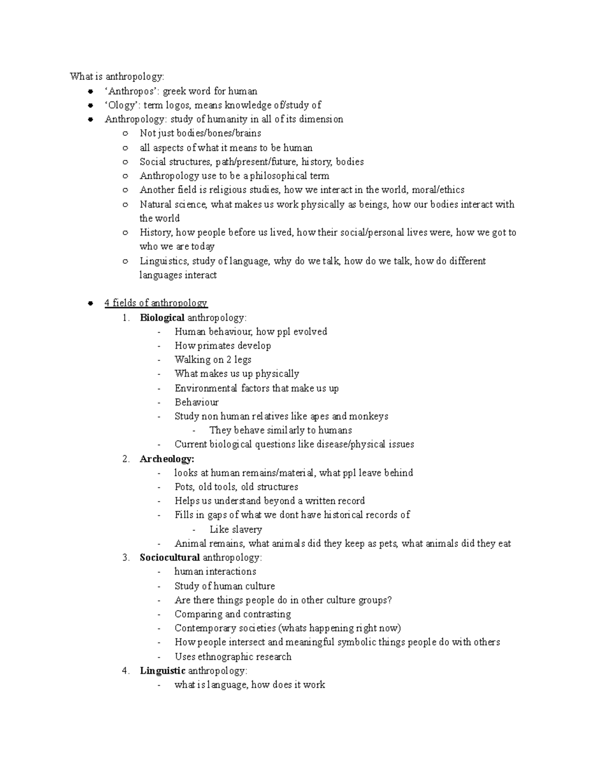 Anthro 101: Comprehensive Notes on Anthropology and Key Theorists - Studocu