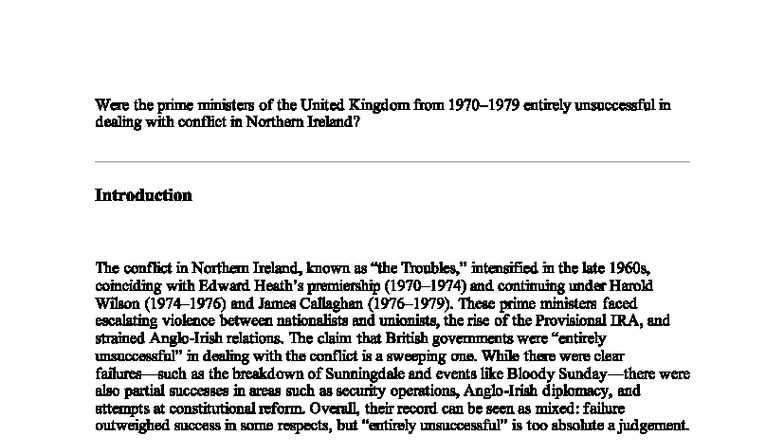 UK Prime Ministers and the Northern Ireland Conflict: A Mixed Record ...