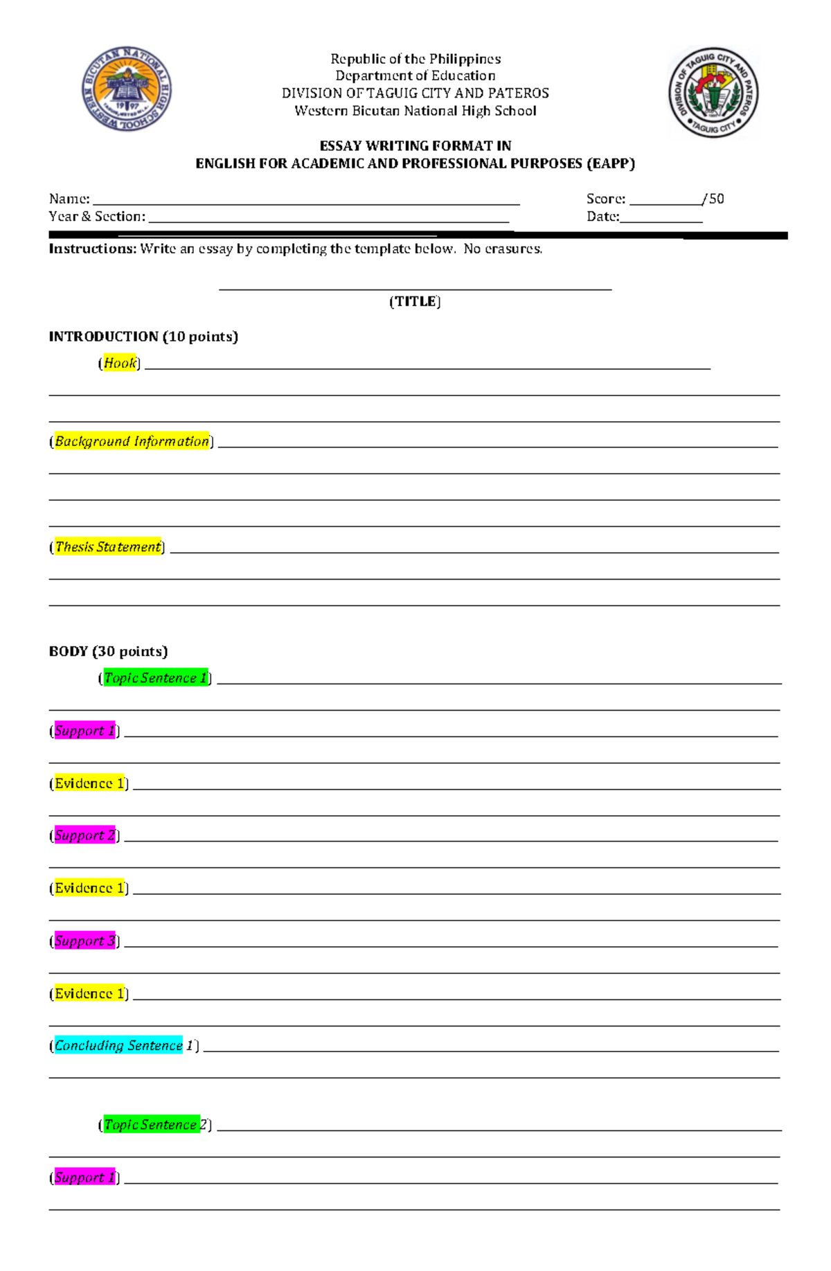 EAPP Essay Writing Format for Academic & Professional Purposes - Studocu