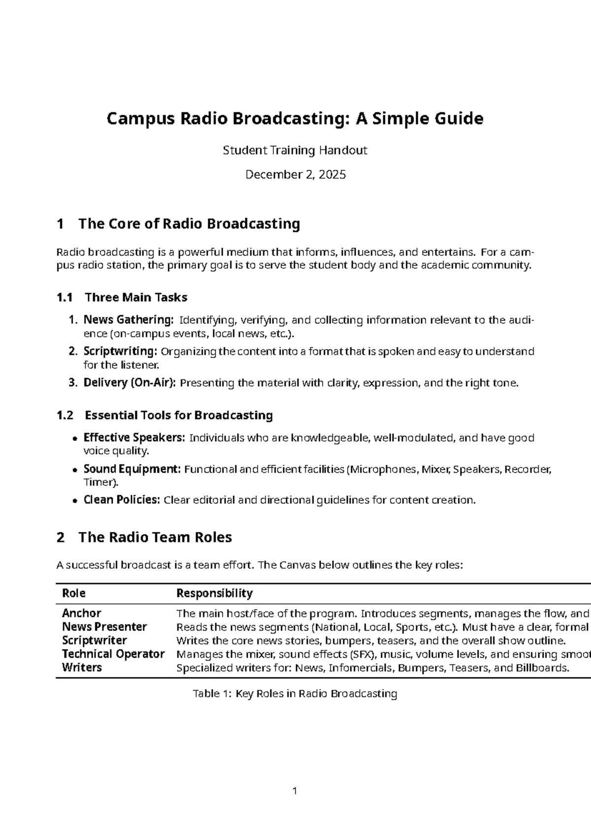 Campus Radio Broadcasting: A Student Training Guide (CRB 101) - Studocu