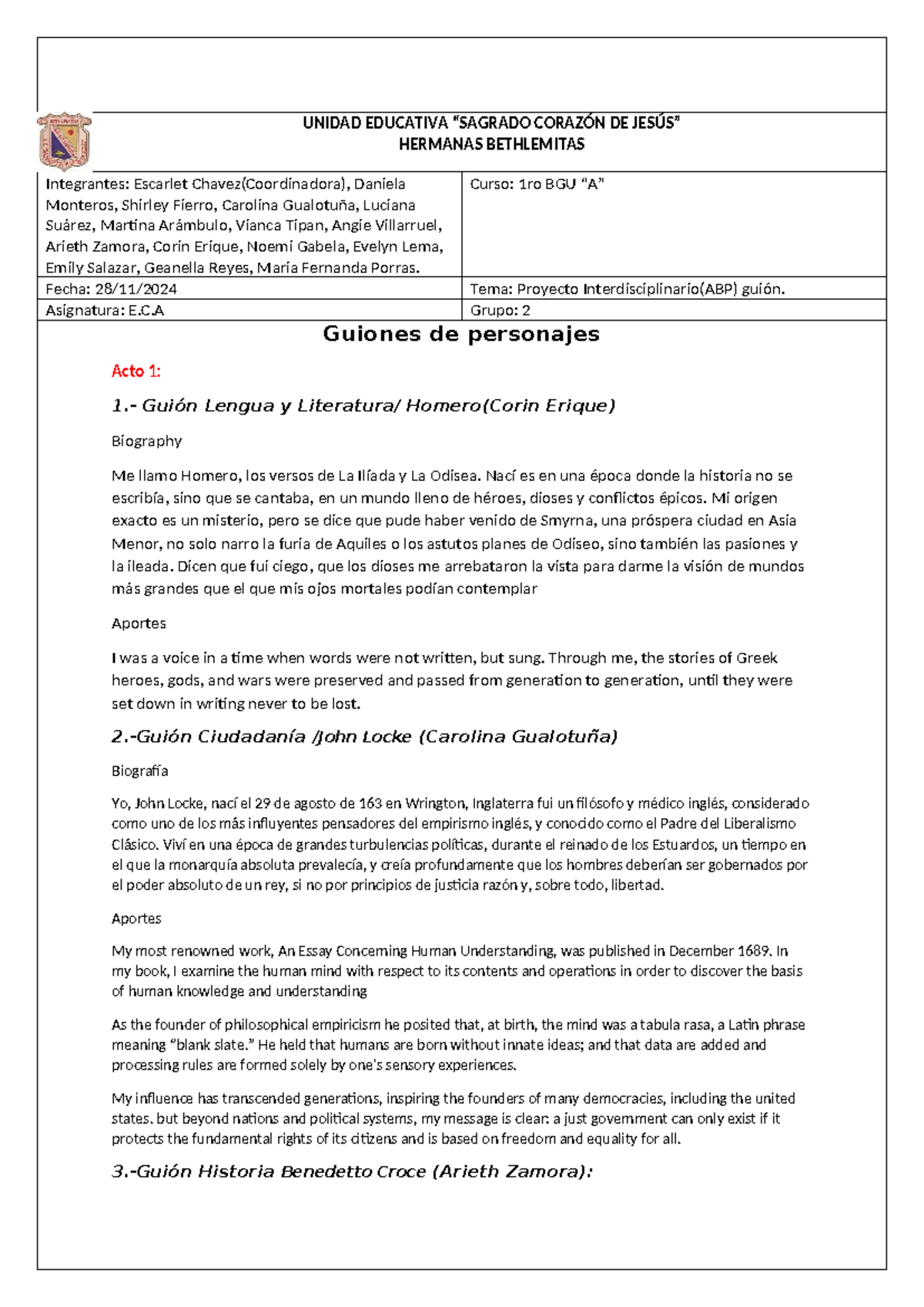 Guiones de Personajes - Proyecto Interdisciplinario E.C.A 1ro BGU "A ...